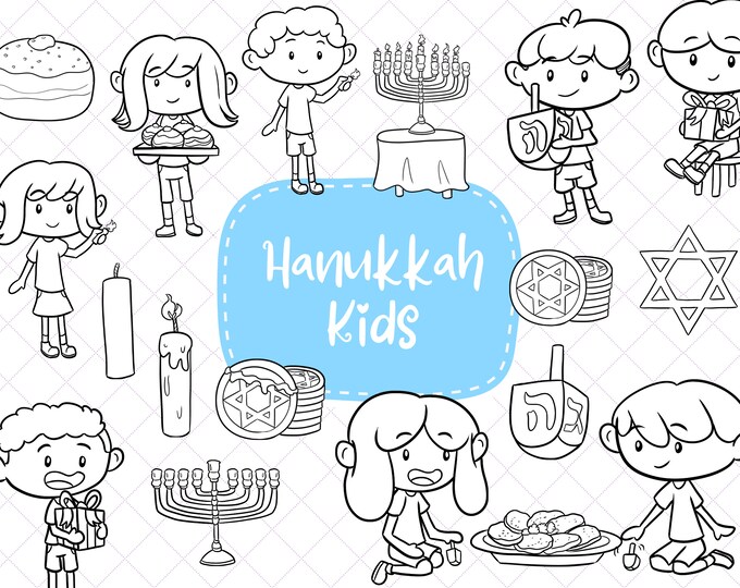 Hanukkah Clipart Set. Cute Cartoons With Hanukkah Symbols for the Happy ...
