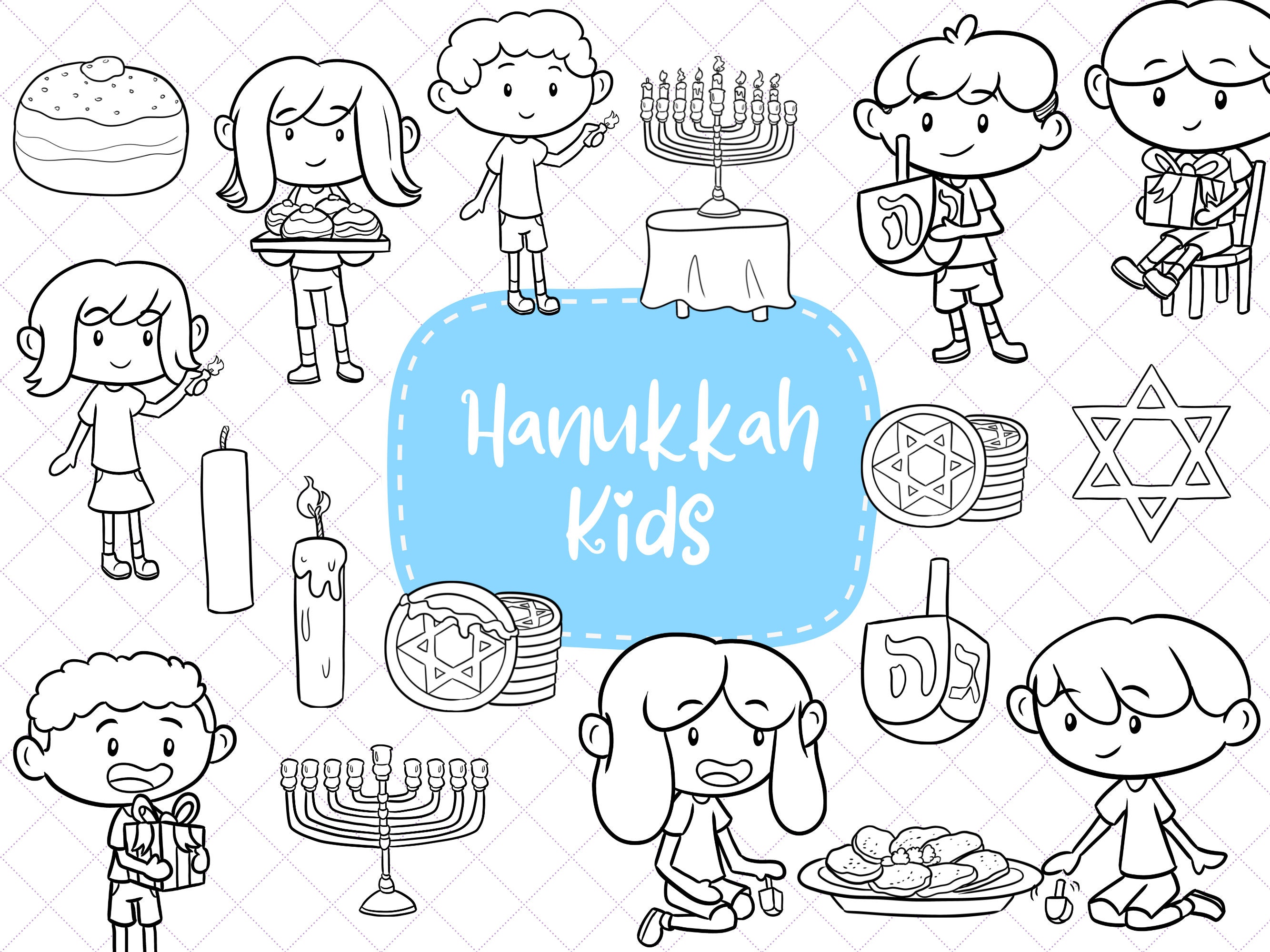 Hanukkah Kids Clip Art Collection, Hanukkah Clipart, Cute Hanukkah Kids ...
