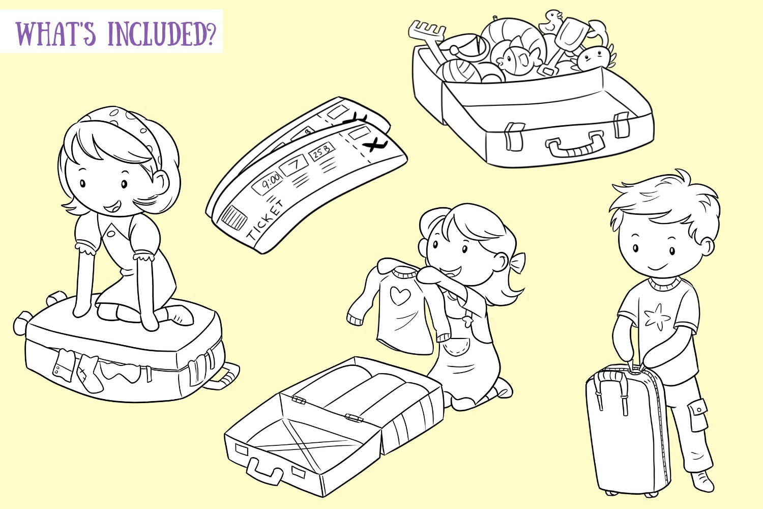 Cute Kids Packing Clip Art Packing for Vacation Vacation - Etsy