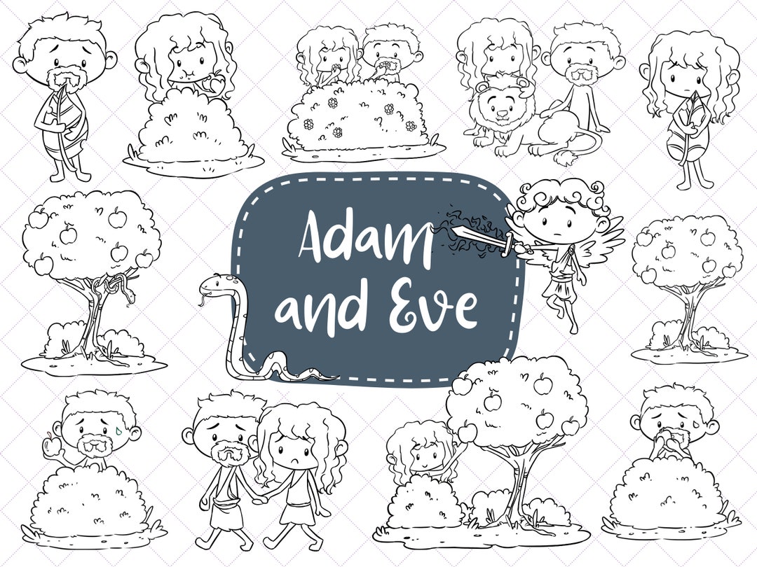 Adam and Eve Clip Art, Bible Story Clipart, Biblical Clip Art ...
