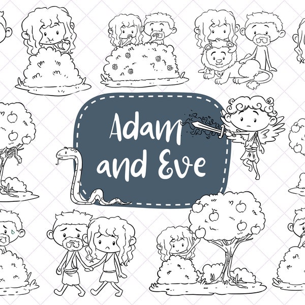 Adam and Eve Clipart - Etsy