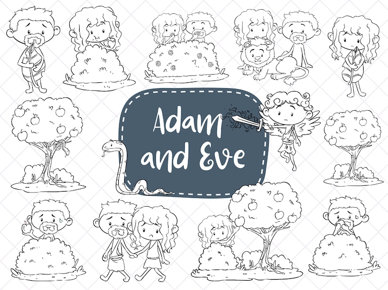Adam and Eve Clip Art, Bible Story Clipart, Biblical Clip Art ...