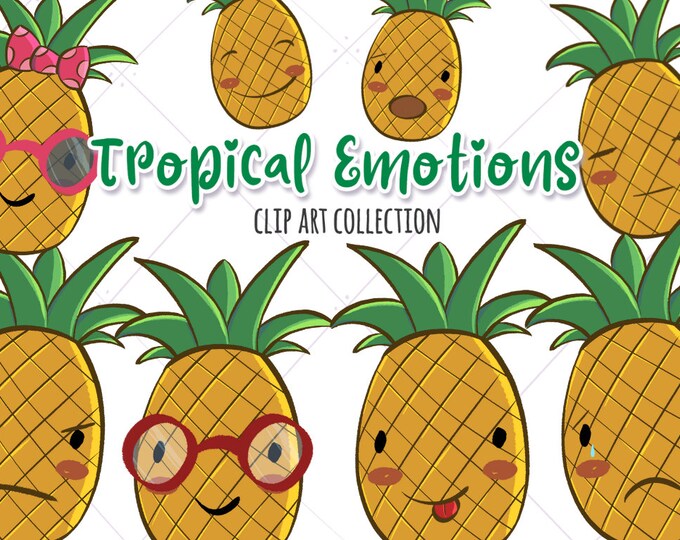 Kawaii Pineapple Clipart, Cute Pineapples Clip Art, Faces Expression ...