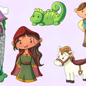 Rapunzel Fairy Tale Clip Art Collection, Rapunzel Storybook Clipart ...