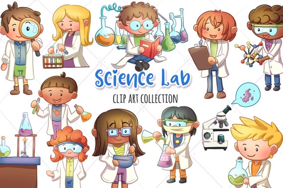 Cute Science Lab Clipart Kid Scientist Clip Art Kawaii - Etsy