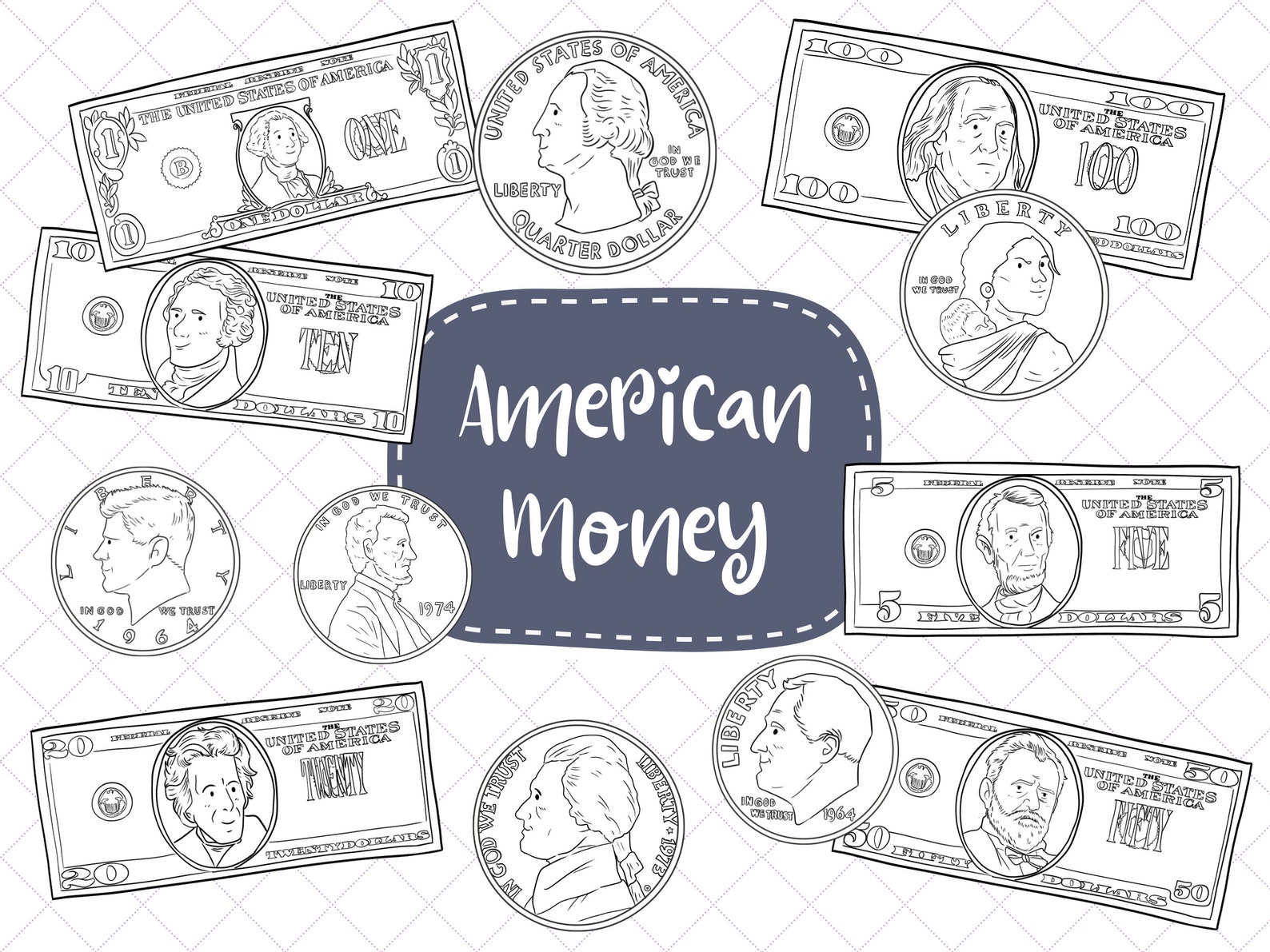American Money Clip Art, Cute Money, Kids Money Clipart, Kids Finance ...