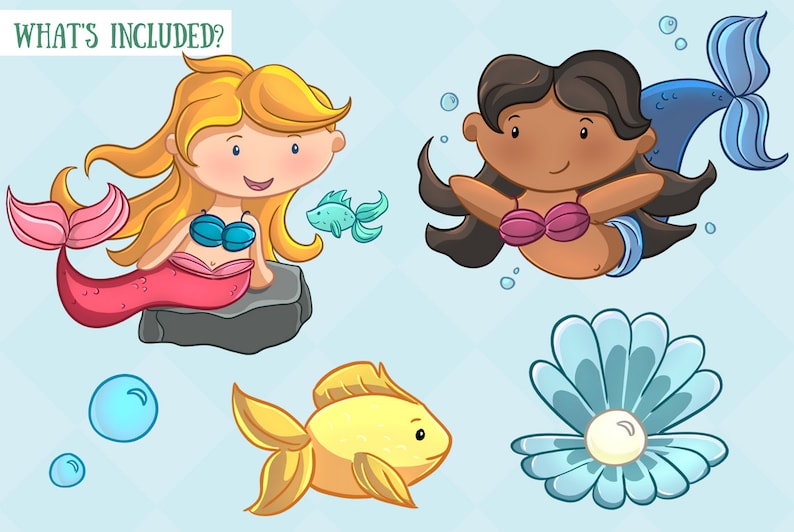 Mermaid Clipart Mermaids Clip Art Ocean Life Clipart Etsy