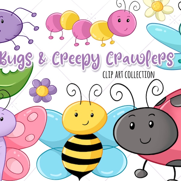 Cute Bugs Clipart - Etsy