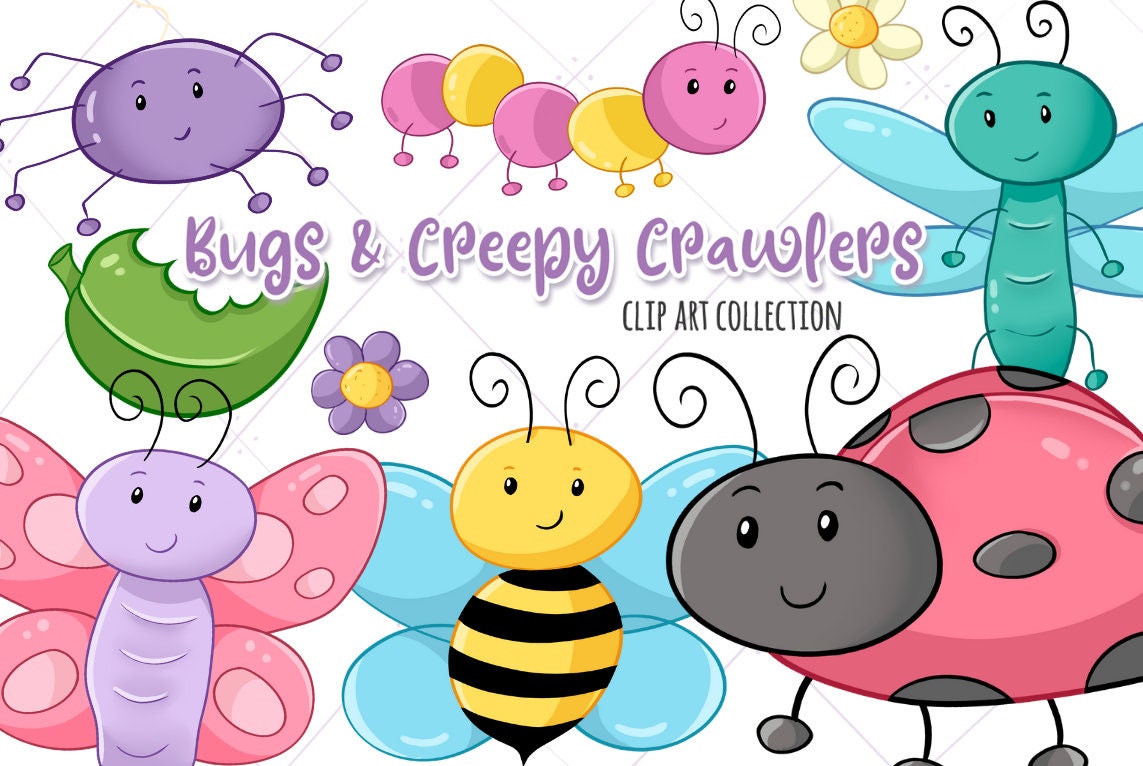 Cute Bugs Clip Art Kawaii Bugs Clipart Bugs and Flowers - Etsy Israel