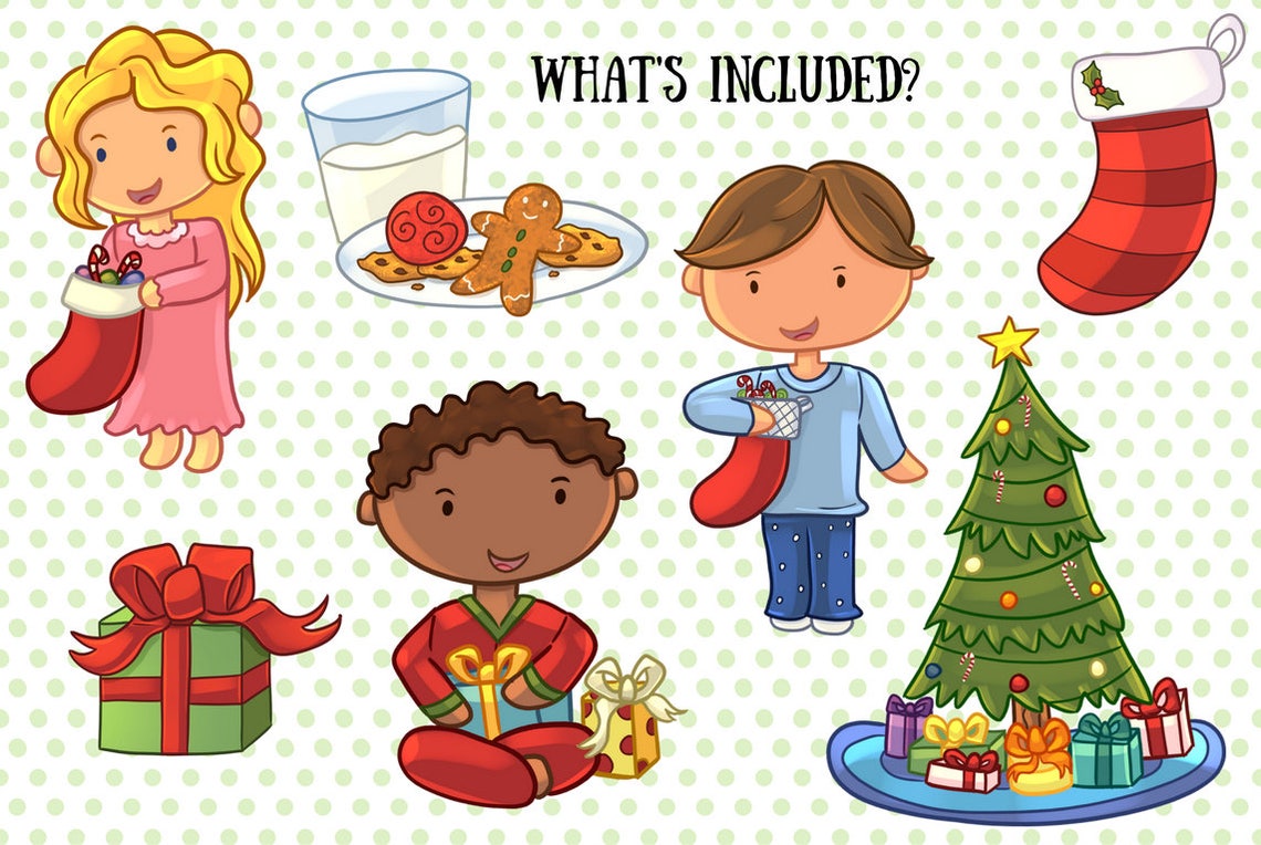 Christmas Morning Clip Art Collection Cute Christmas Clip | Etsy