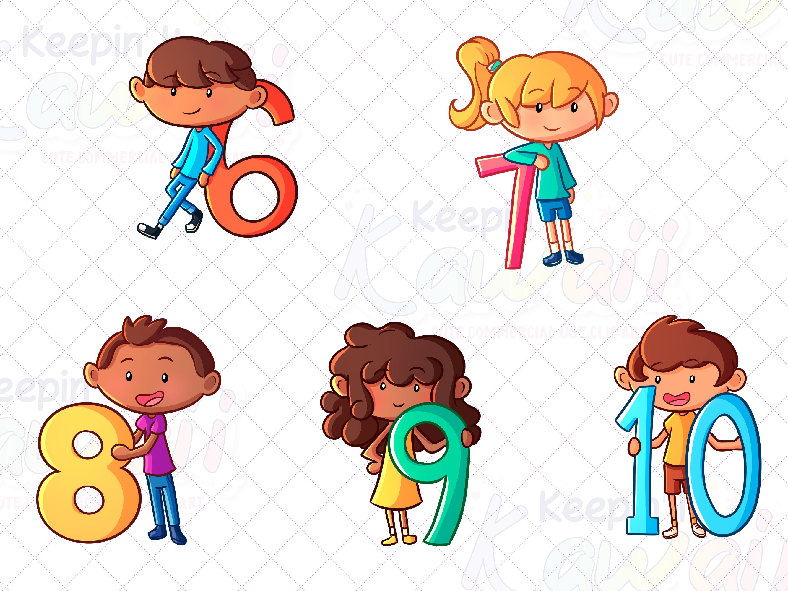 Kids With Numbers Clip Art, Counting Clipart, Kids Classroom Clipart ...