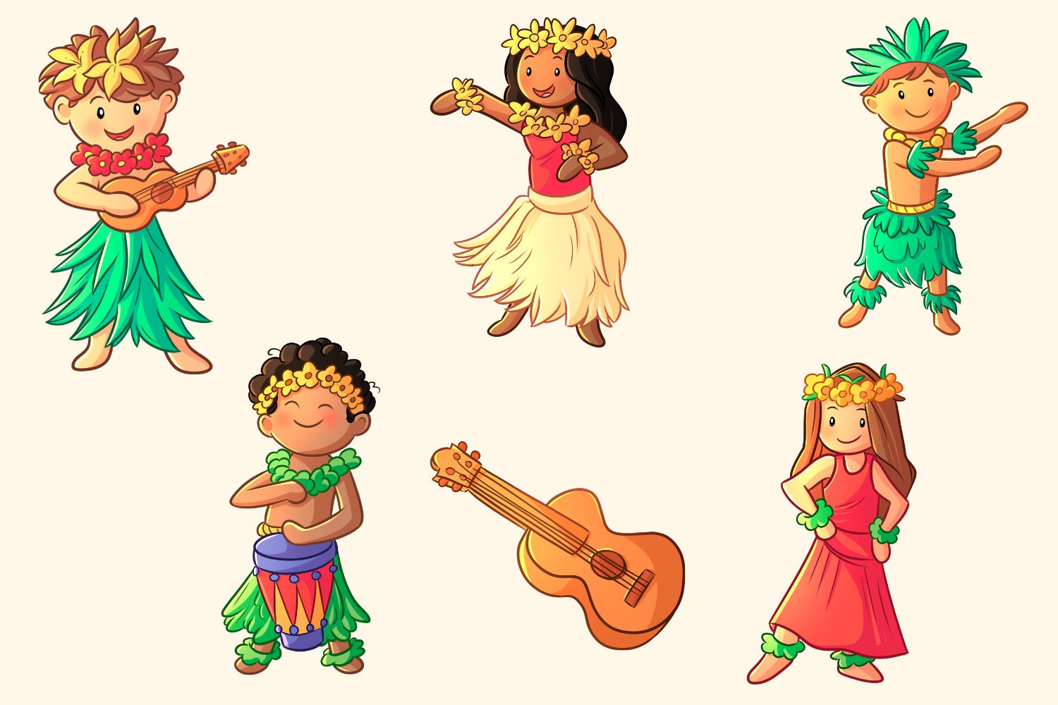 Clipart Of Hawaiian Dancers