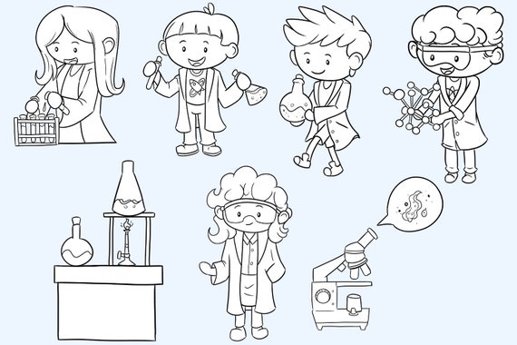 Science Clip Art For Kids Black And White