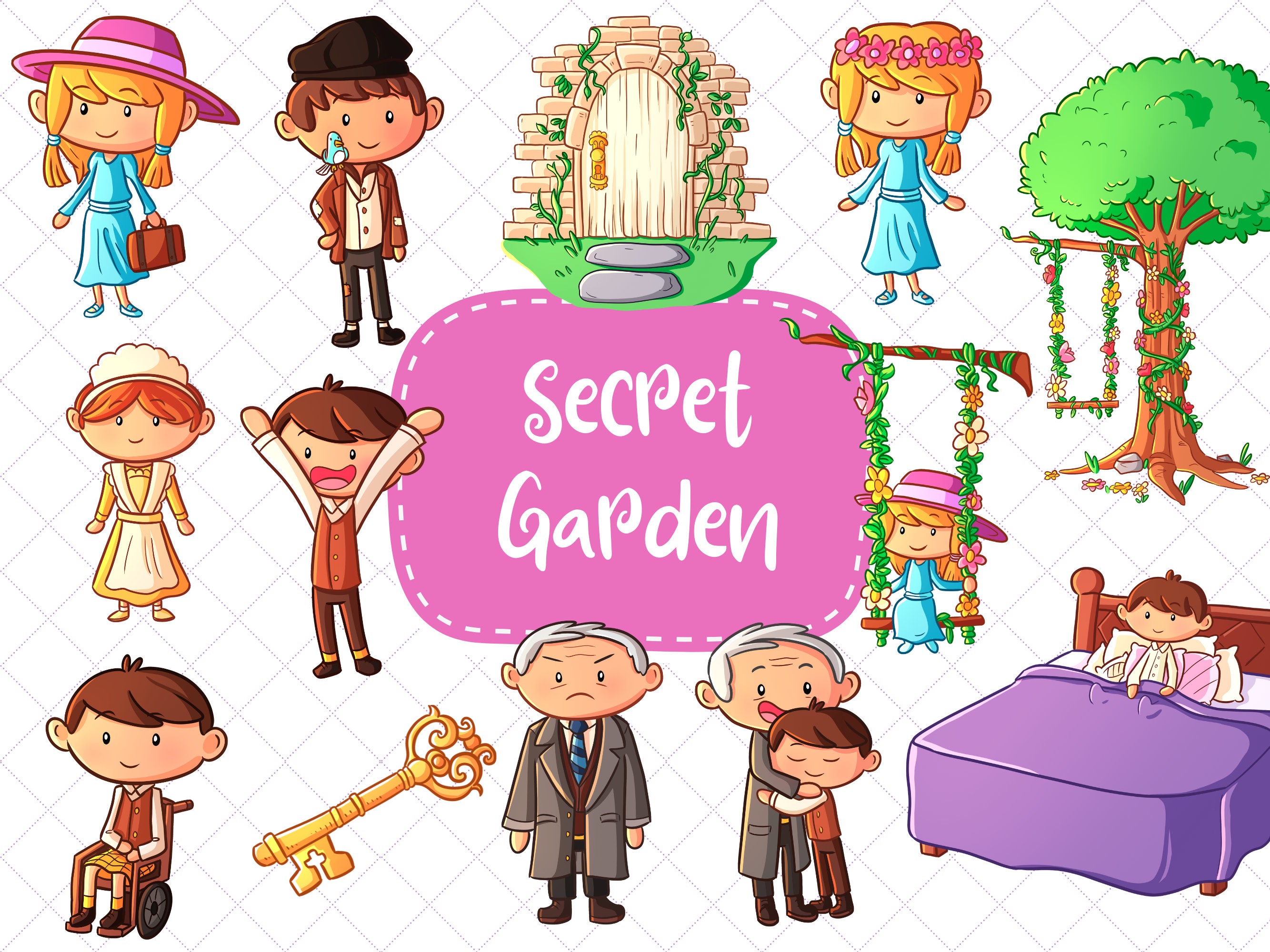 Secret Garden Clipart, Cute Story Book Clipart, Kawaii Classroom ...