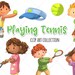 Kids Playing Tennis Sports Clip Art Collection, Cute Tennis, Kawaii ...
