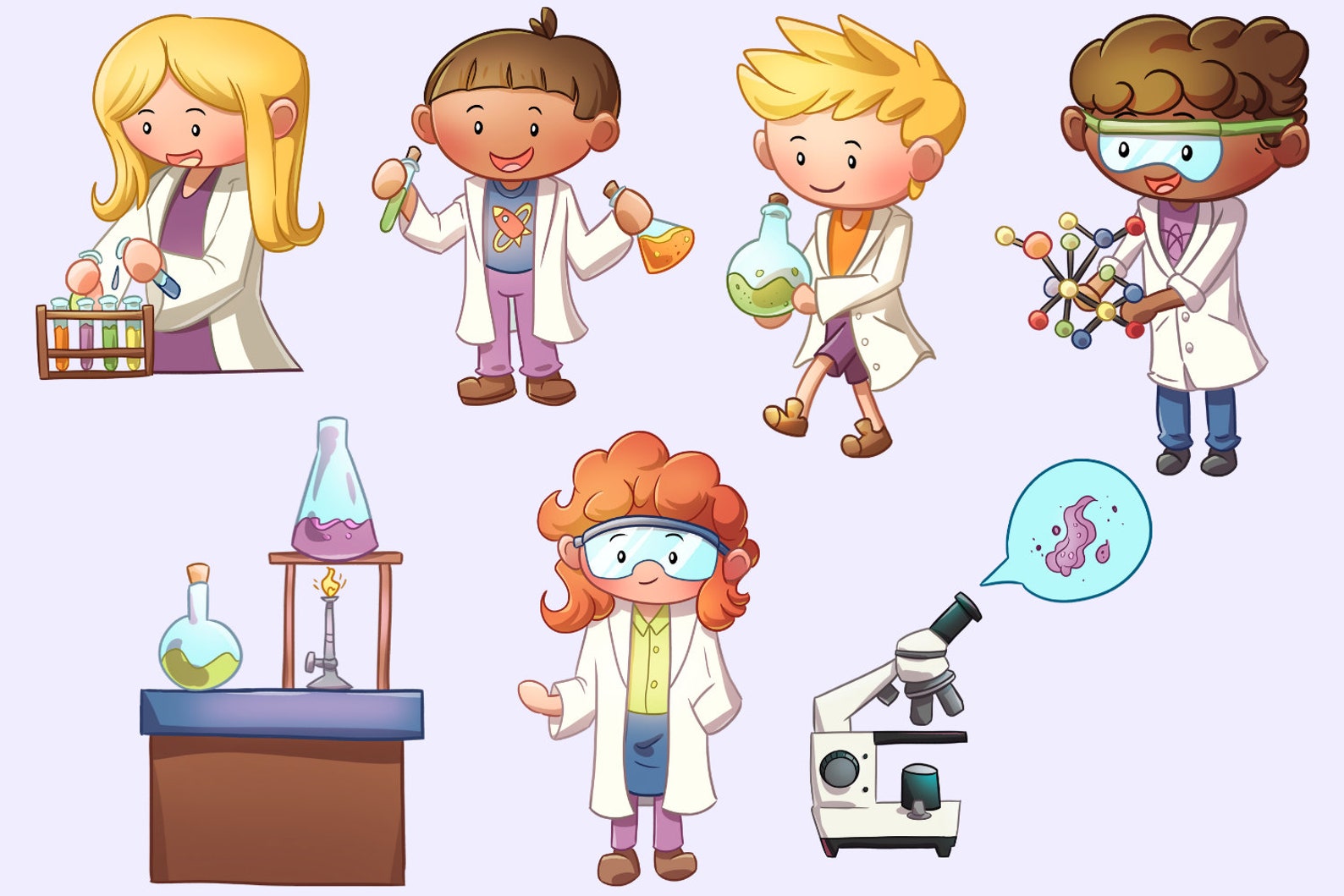 Cute Science Lab Clipart Kid Scientist Clip Art Kawaii - Etsy UK