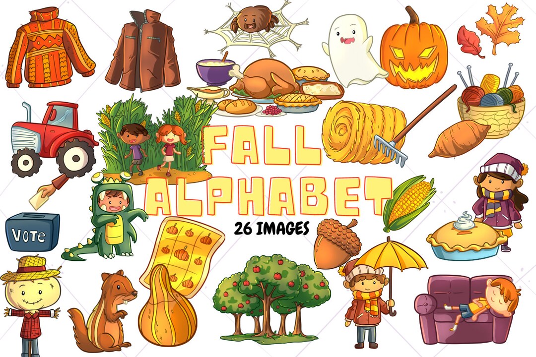 Fall Alphabet Clip Art Collection, Fall Things Clip Art, Fall School ...