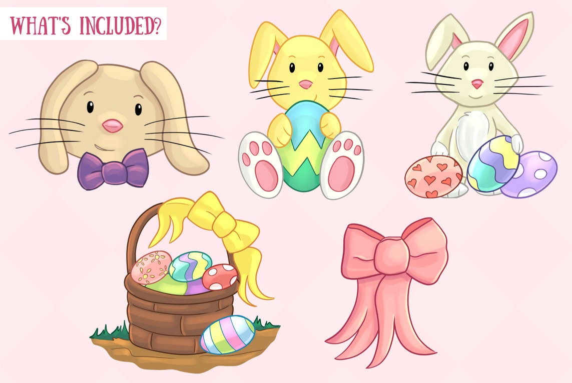 Cute Easter Bunny Clipart Kawaii Bunnies Easter Clip Art - Etsy