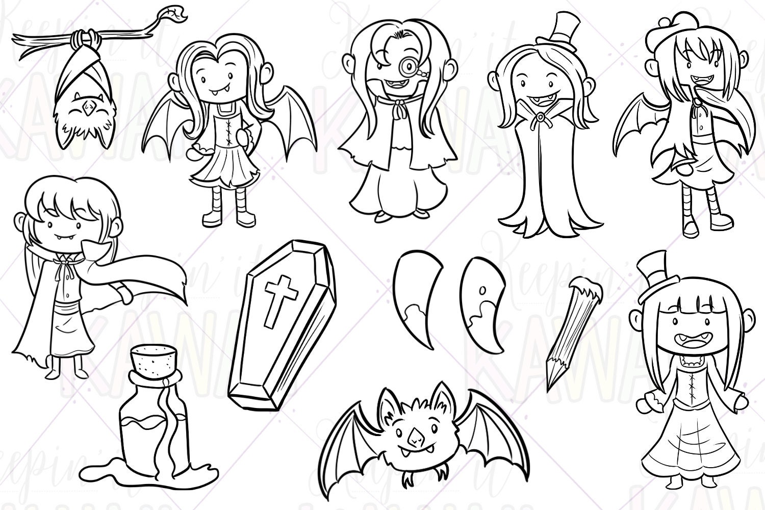 Cute Vampire Clipart Black And White