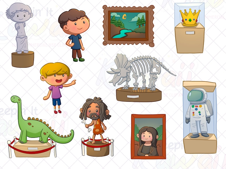 A Day at the Museum Clip Art, Kids Field Trip Clip Art, Cute Kids ...