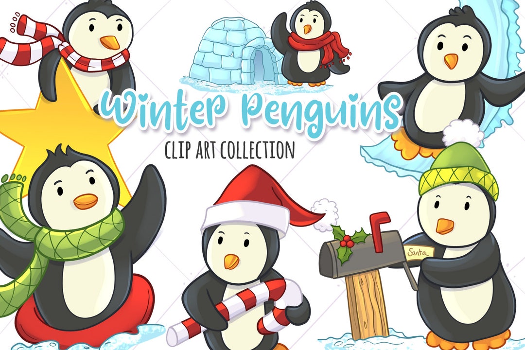 Penguin Christmas Clip Art Collection, Cute Christmas Clip Art ...