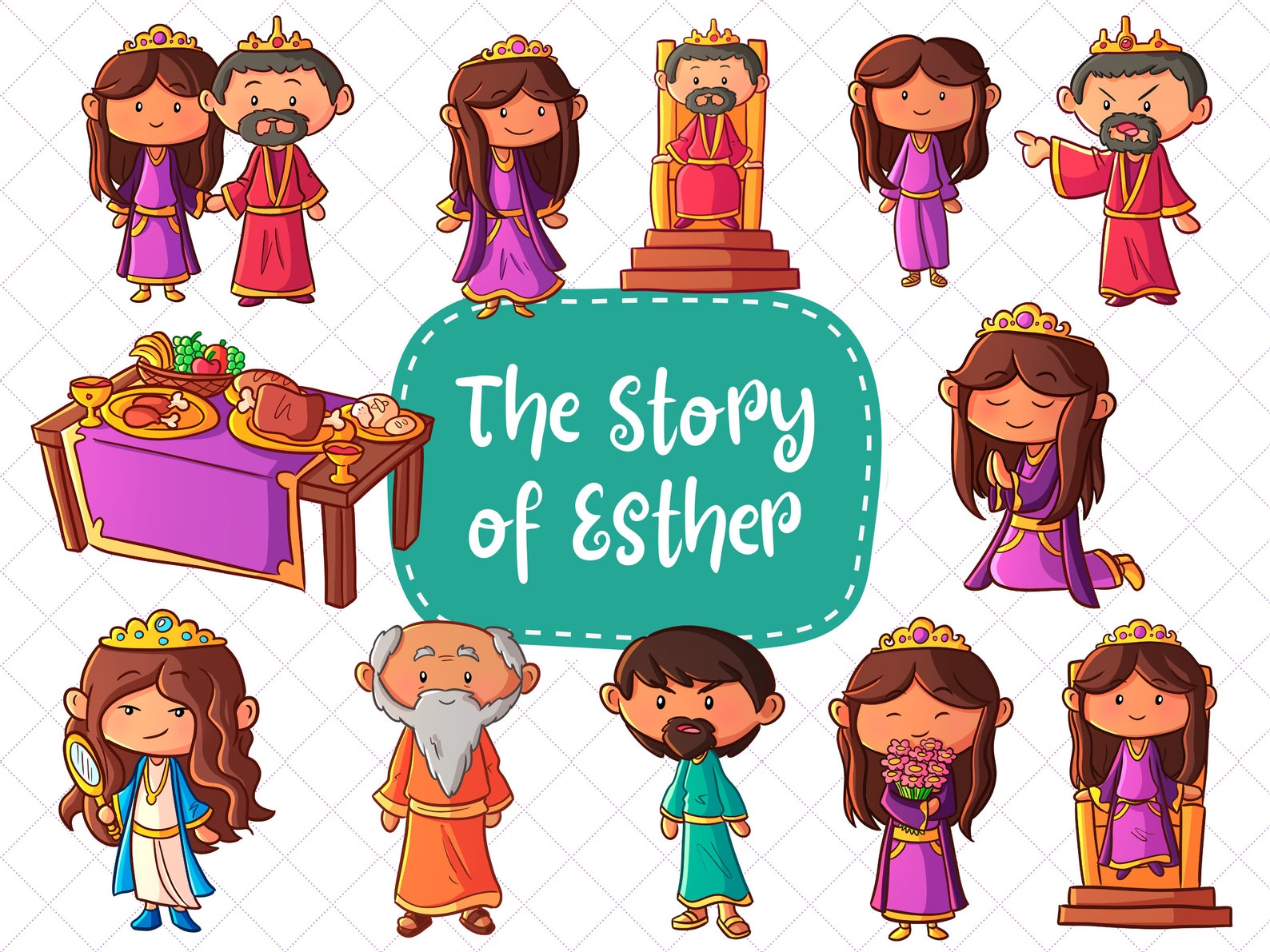 Queen Esther Bible Story Clipart Bible Characters Clipart - Etsy Canada