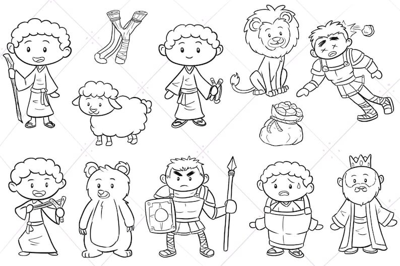 David and Goliath Clip Art Collection, Bible Story Clipart, Sunday ...