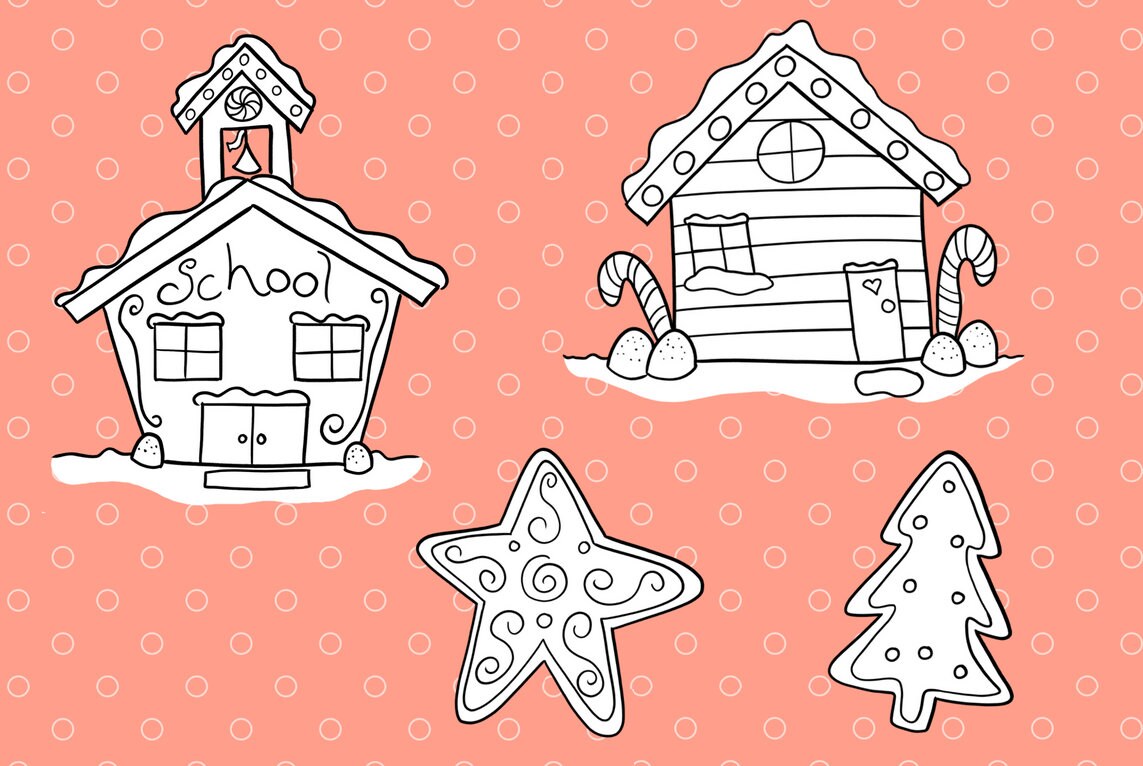 Ginger Bread Digital Stamp Collection Cute Christmas Stamps - Etsy