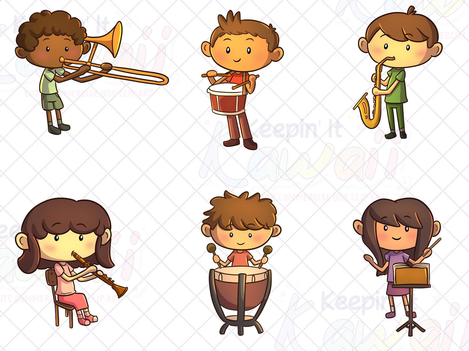 Cute Band Kids Clip Art, Kids Playing Music Clipart, Cute Kids Music ...
