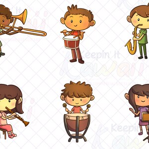Cute Band Kids Clip Art, Kids Playing Music Clipart, Cute Kids Music ...