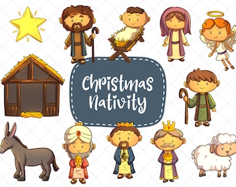 Cute Christmas Nativity Clip Art Bible Story Christmas - Etsy