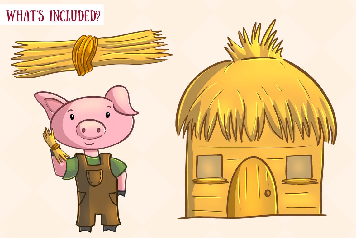 Cute Three Little Pigs Clip Art Collection Kawaii Pigs - Etsy