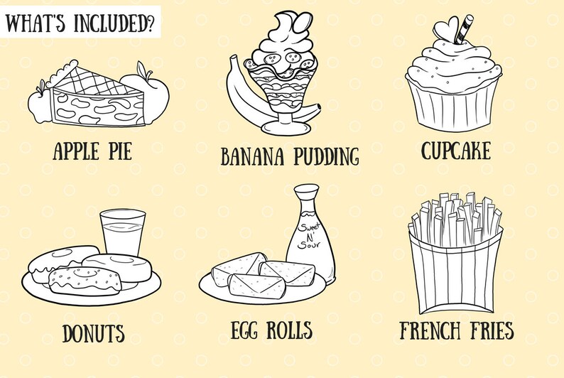 A to Z Junk Food Digital Stamps Fun Food Stamps Junk Food Black and ...