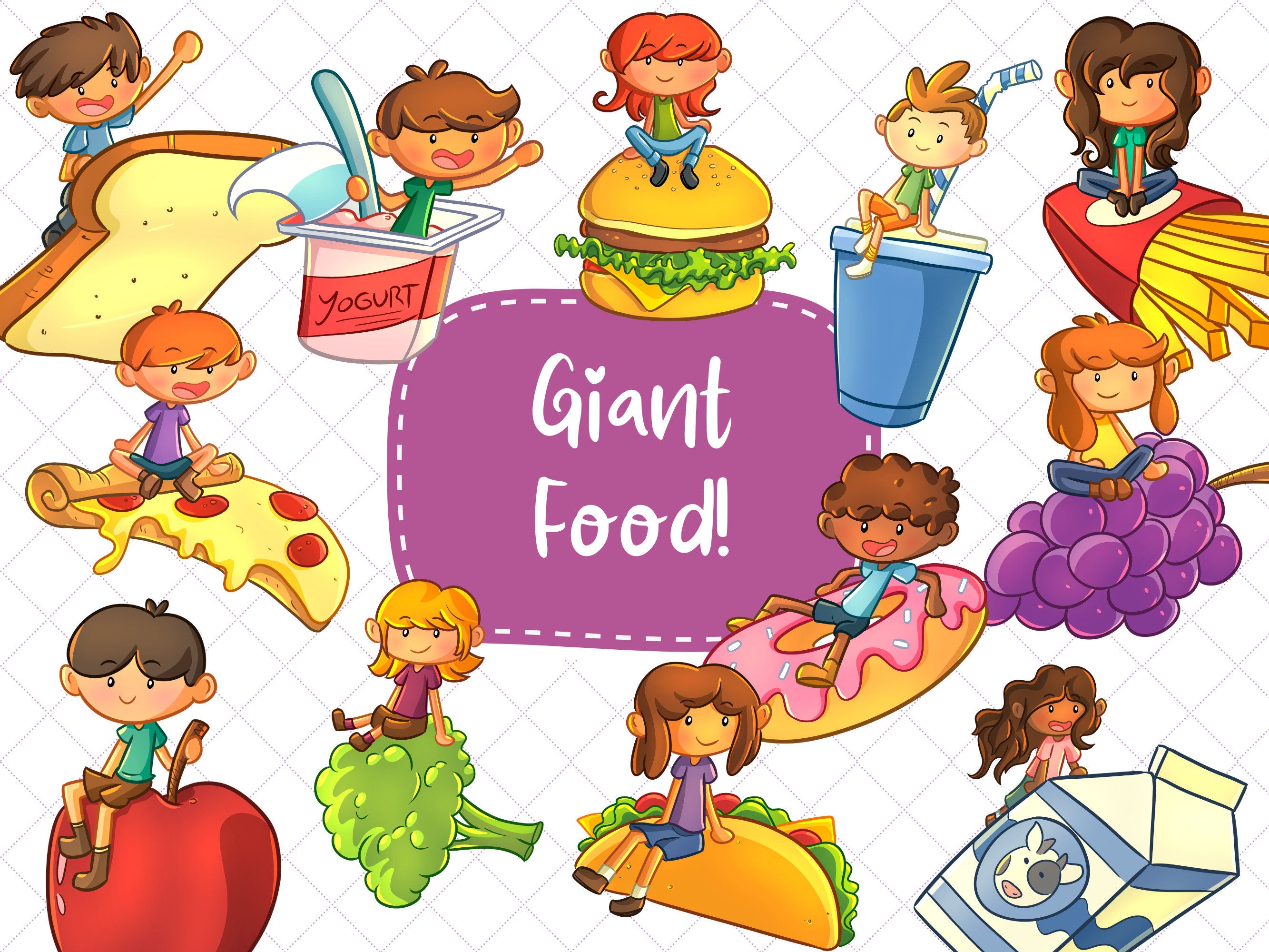 Giant Foods Clipart, Kids With Food Clipart Collection, Cute Food ...