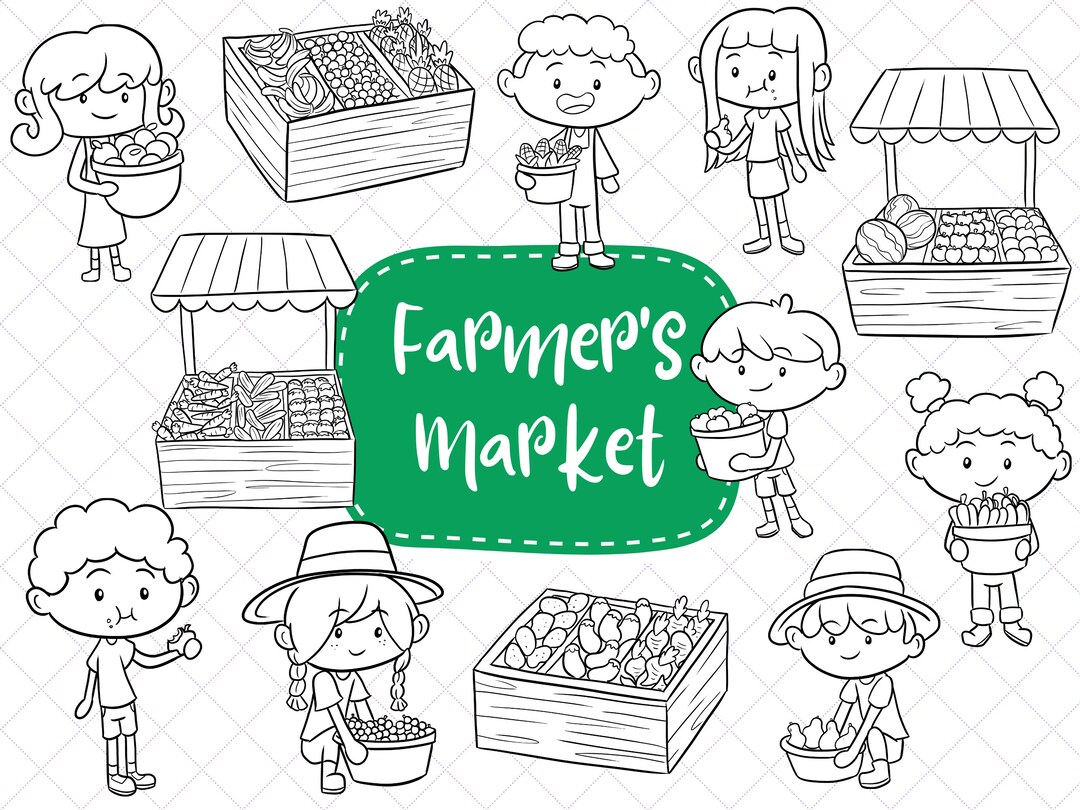 Cute Farmer's Market Clipart, Farmers Market Clip Art, Kawaii Fruits ...