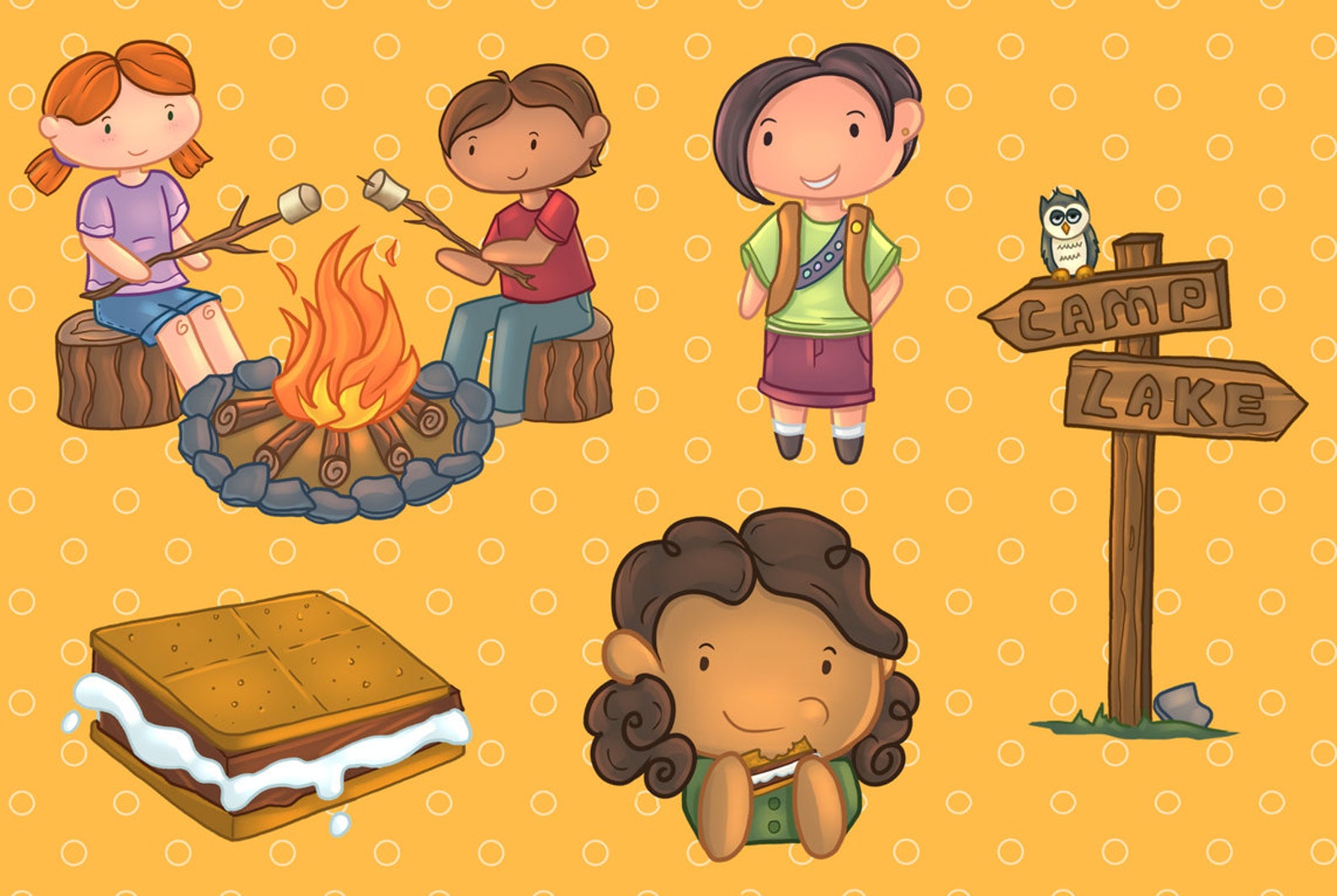 Cute Camping Clip Art Set Outdoors Clip Art Summer Time Clip Art camp ...