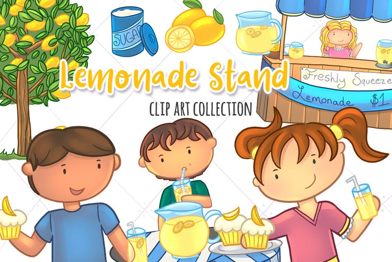 Cute Lemonade Stand Clip Art Set - Lemonade Kids Clip Art - Summer Time ...