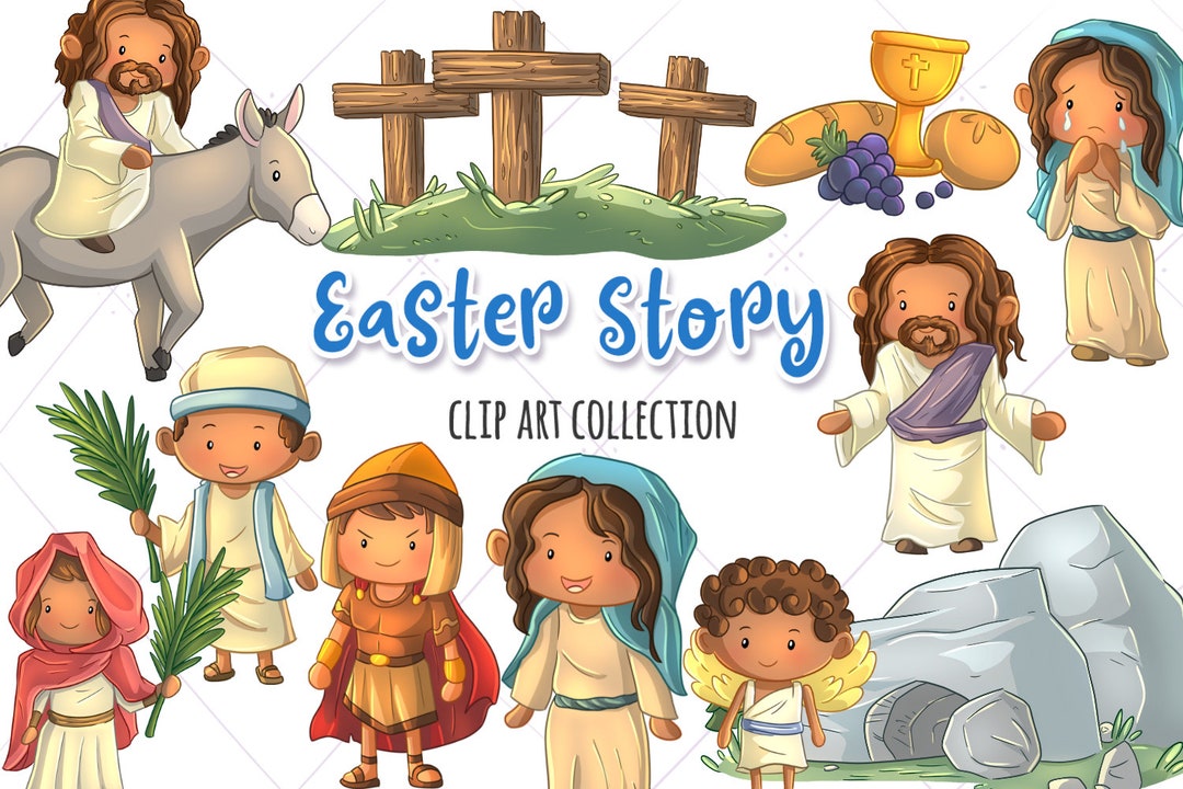 Cute Easter Story Clip Art, Jesus Easter Story, Palm Sunday ...