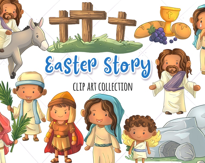 Cute Easter Story Clip Art, Jesus Easter Story, Palm Sunday ...