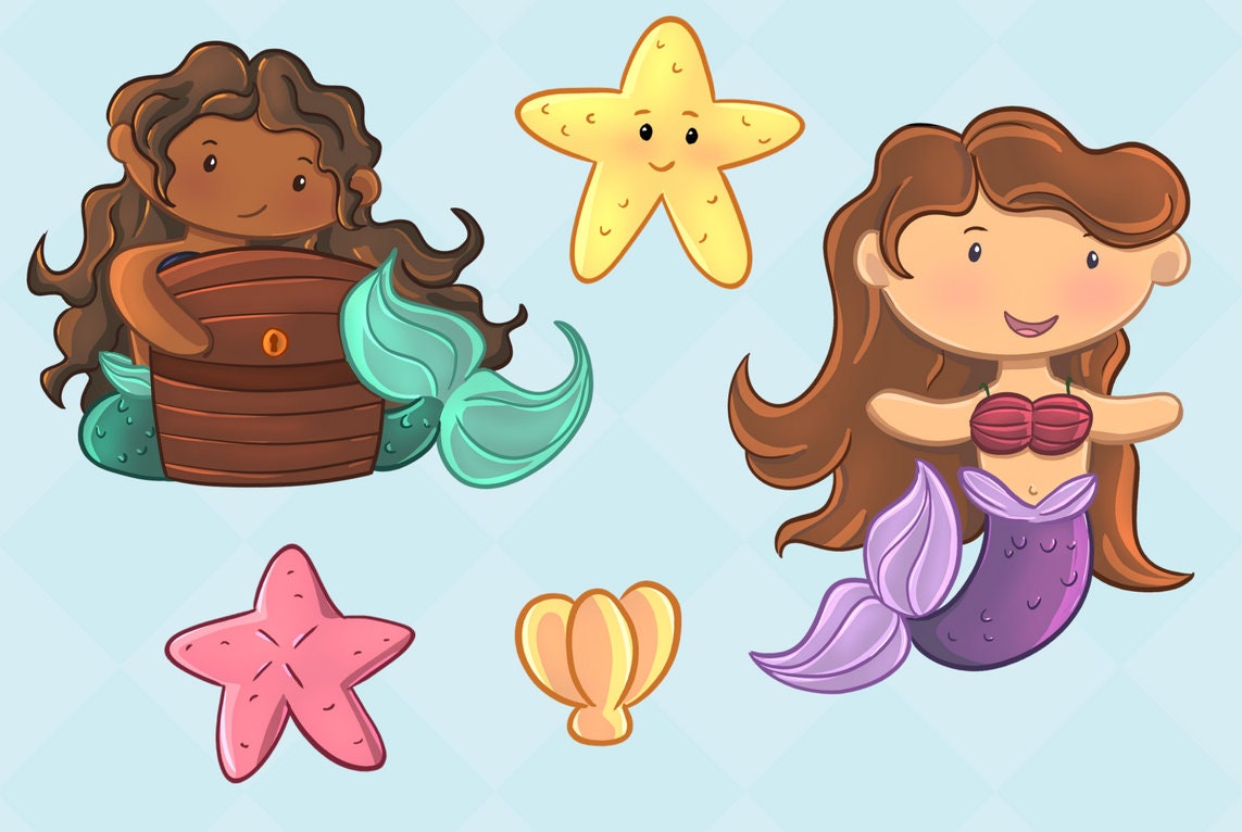 Mermaid Clipart Mermaids Clip Art Ocean Life Clipart - Etsy