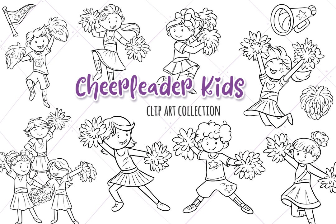 Cheerleading Clipart, Cute Cheerleader Kids Clip Art, Cheerleader Kids ...