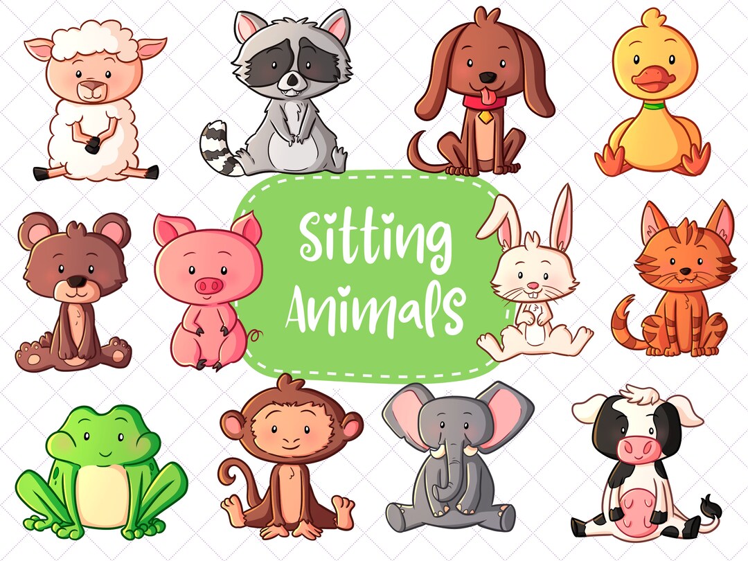 Cute Animals Clipart, Sitting Animals Clip Art, Cute Animals Clipart ...