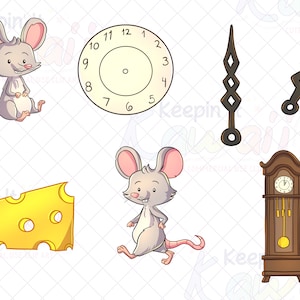 Hickory Dickory Dock, Nursery Rhyme Clipart, Cute Mother Goose Clip Art ...