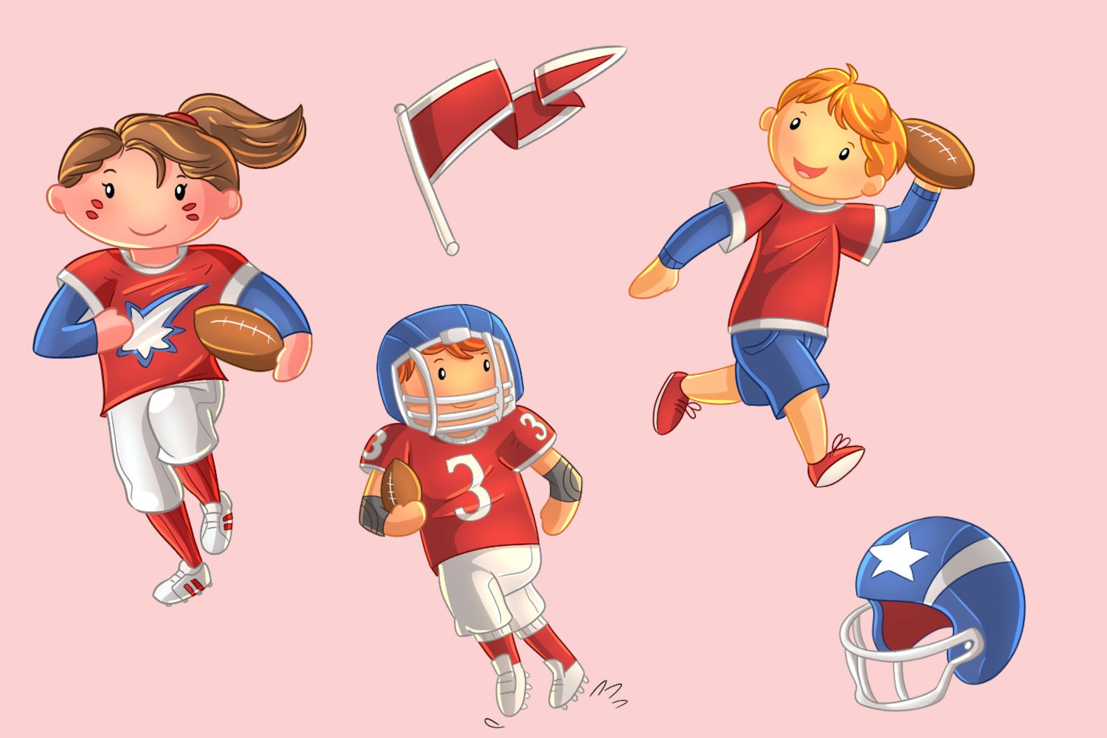 Kids Playing Football Sports Clip Art Collection Cute - Etsy