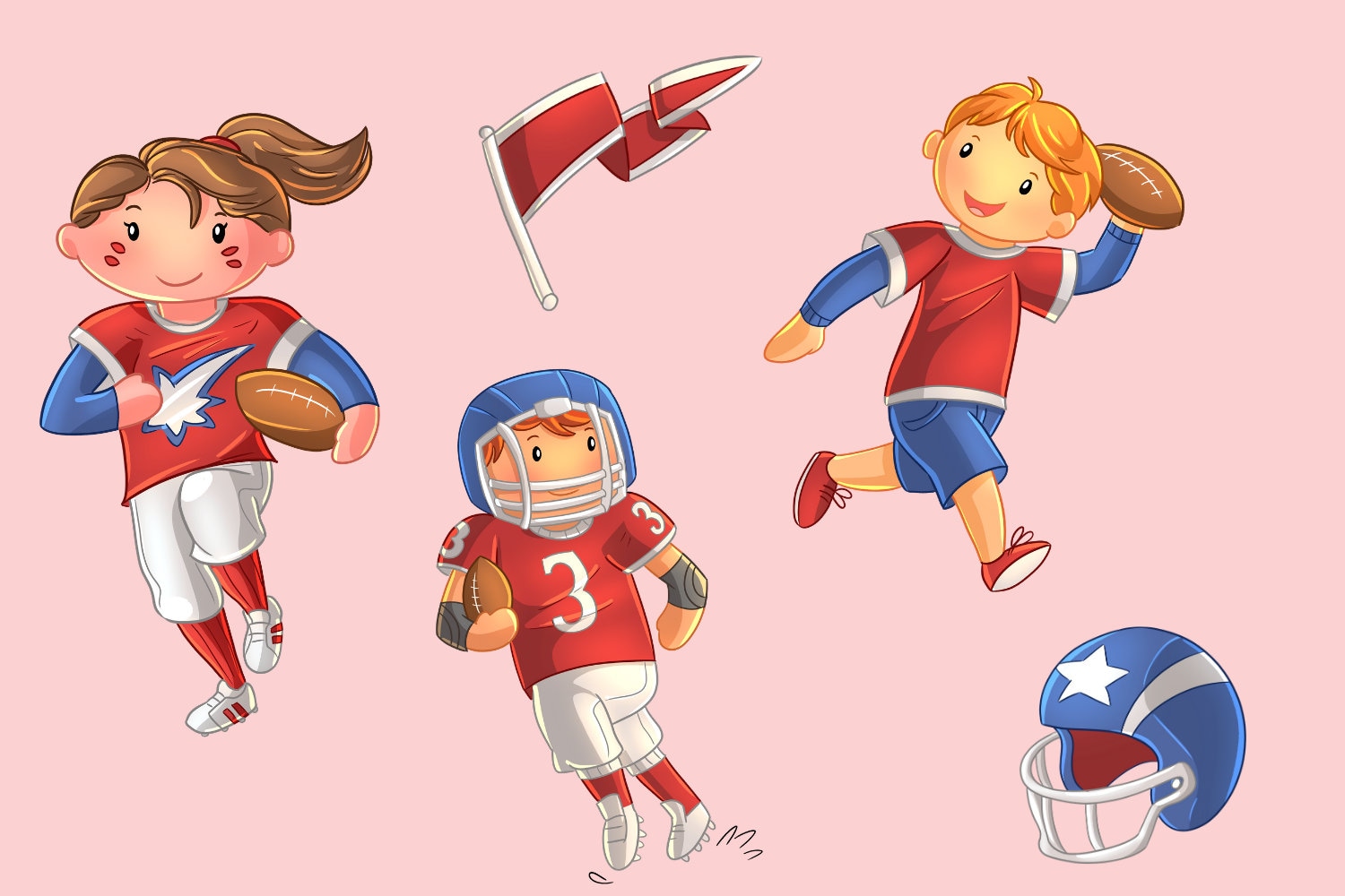 Kids Playing Football Sports Clip Art Collection Cute - Etsy