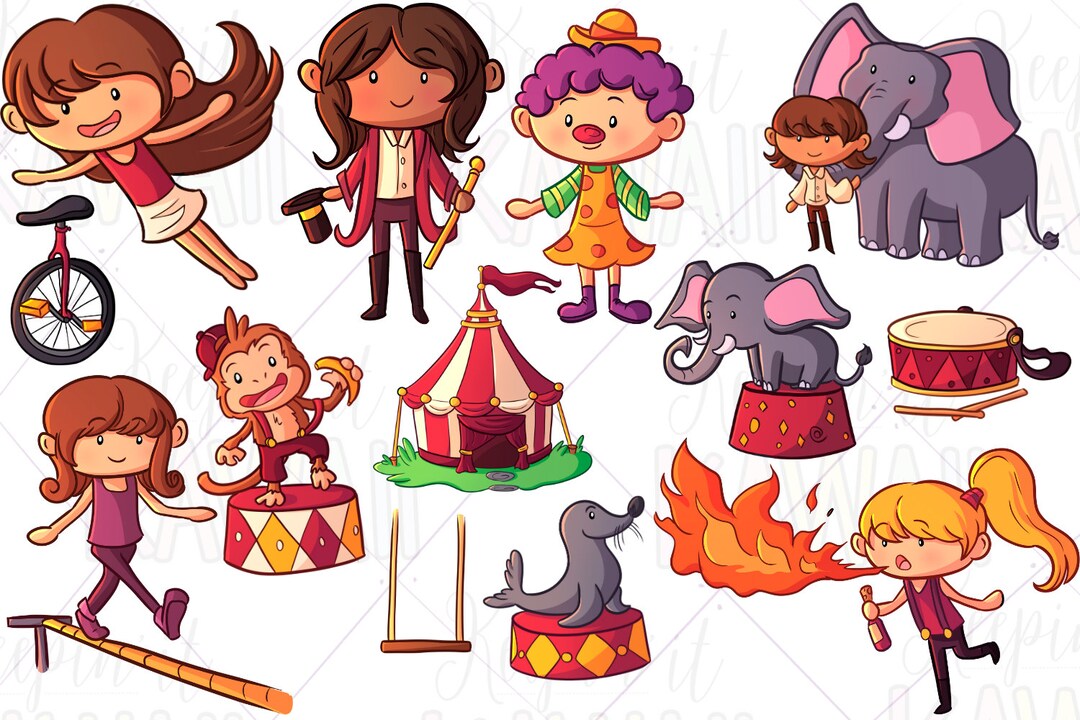 Circus Girls Clip Art, Kawaii Circus, Cute Circus Girls, Clip Art for ...
