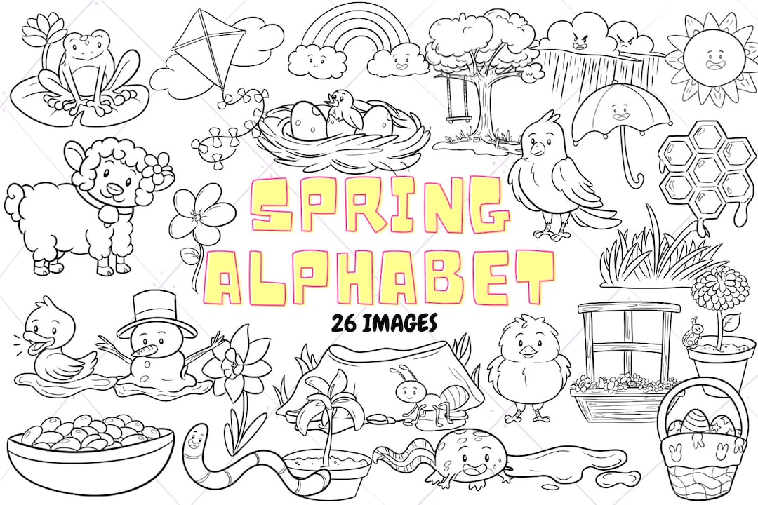 Spring Alphabet Clip Art Collection, Spring Things Clip Art, Spring ...