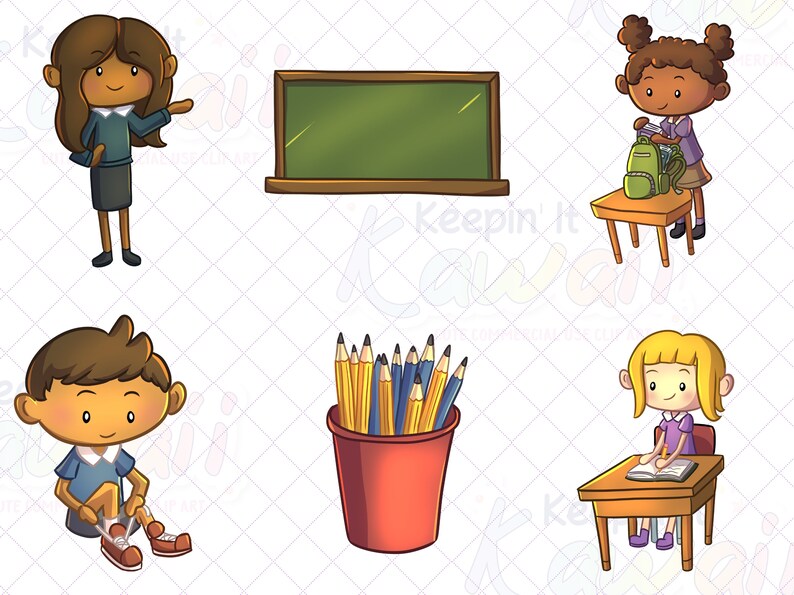 Kids in Class Clipart, Classroom Kids Clip Art, Back to School Clipart ...