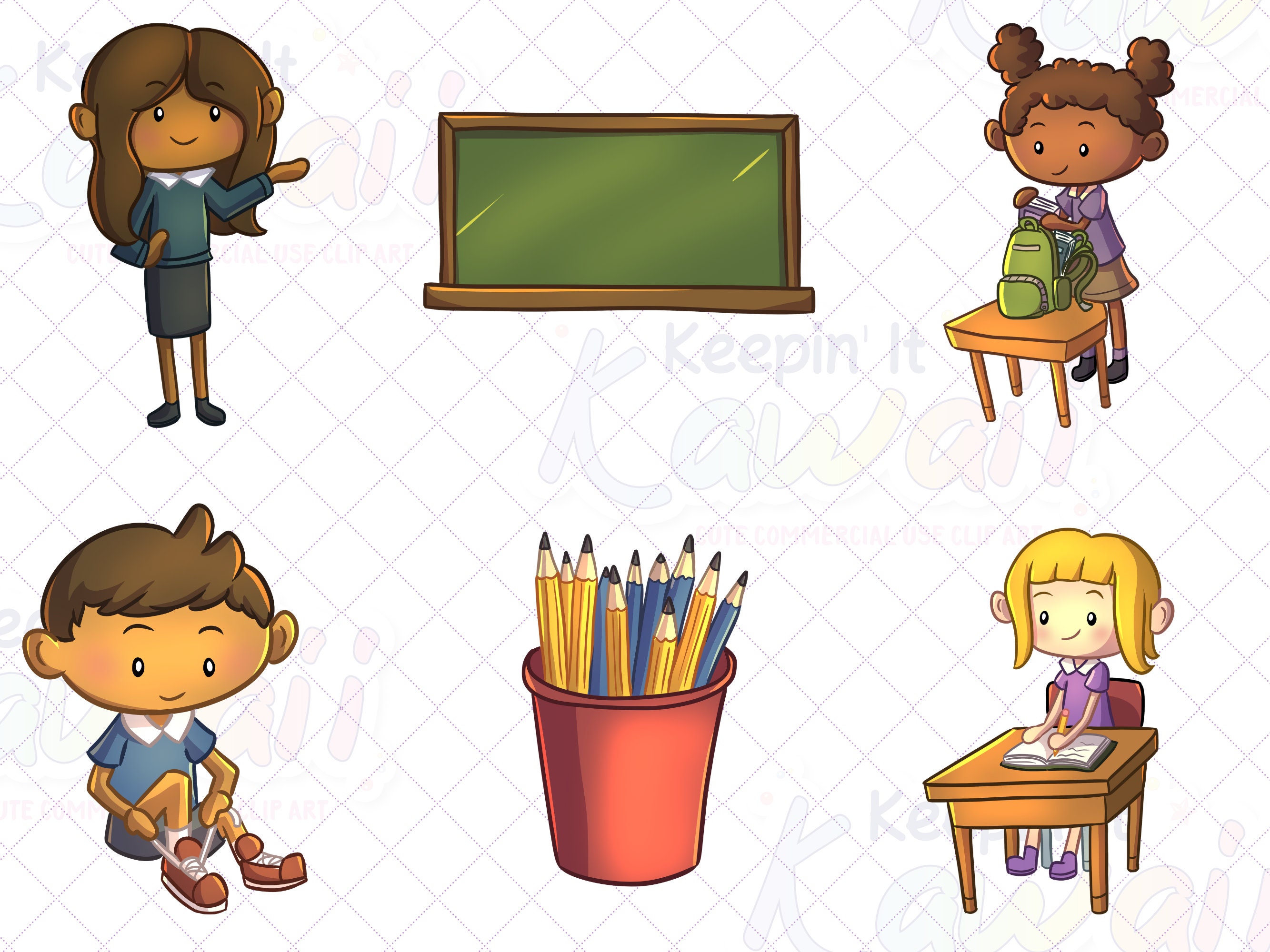 Kids in Class Clipart, Classroom Kids Clip Art, Back to School Clipart ...