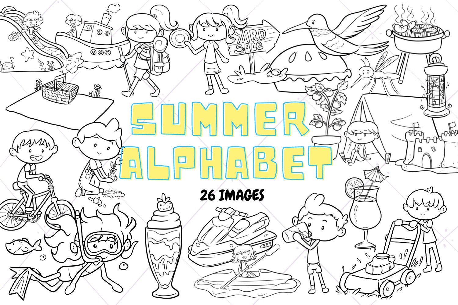 Summer Alphabet Clip Art Collection, Summer Things Clip Art, Summer ...